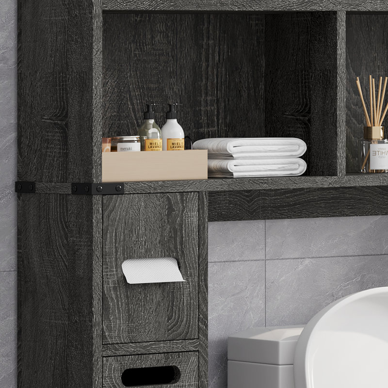 Blue Elephant 82cm W x 173cm H Freestanding Over The Toilet Storage With Adjustable Shelves ...